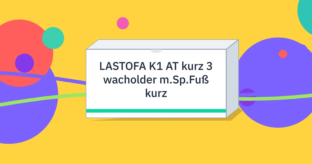 Symbolbild: Packung mit der Aufschrift LASTOFA K1 AT kurz 3 wacholder m.Sp.Fuß kurz (PZN 13795892) – Verfügbarkeit und Bezug in Apotheken in Frankfurt am Main
