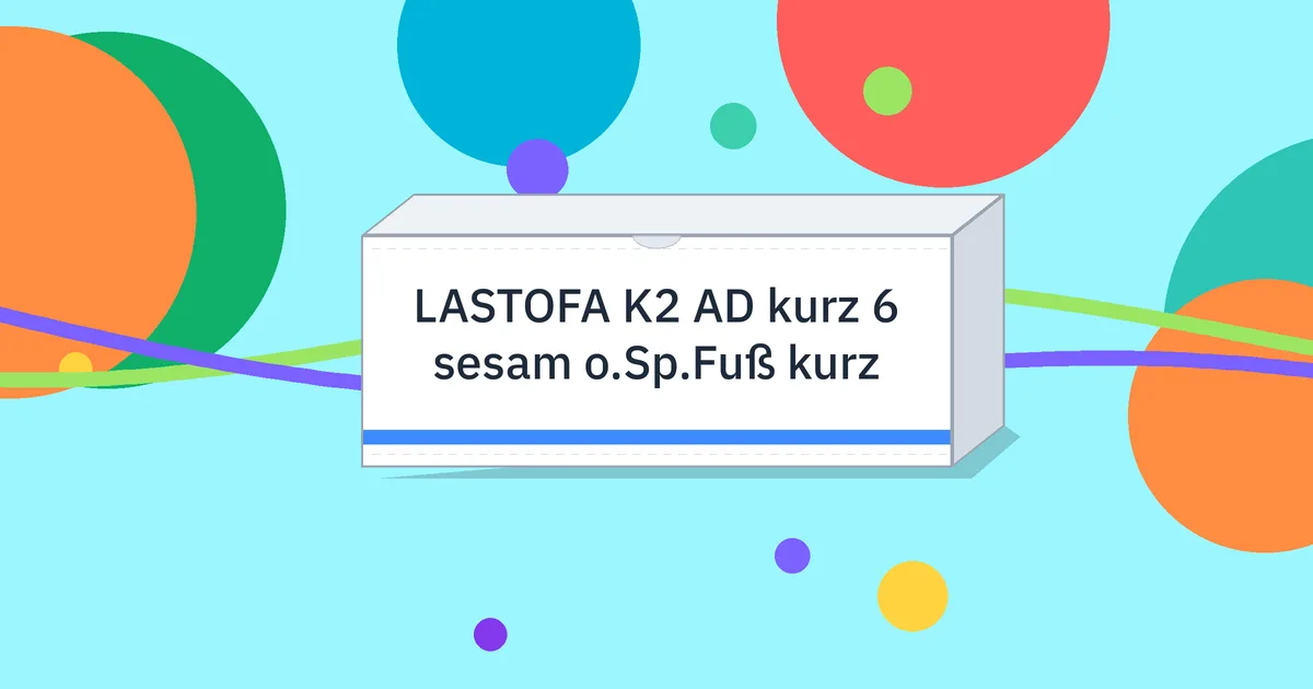 Symbolbild: Packung mit der Aufschrift LASTOFA K2 AD kurz 6 sesam o.Sp.Fuß kurz (PZN 13801492) – Verfügbarkeit und Bezug in Apotheken in Frankfurt am Main
