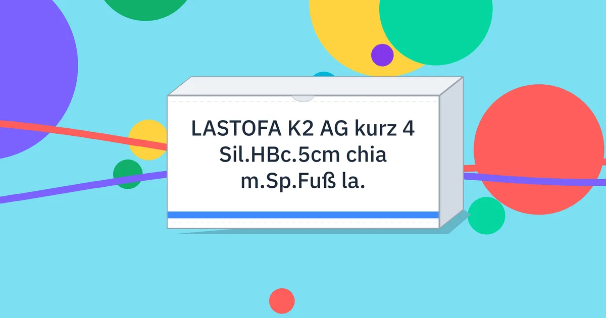 Symbolbild: Packung mit der Aufschrift LASTOFA K2 AG kurz 4 Sil.HBc.5cm chia m.Sp.Fuß la. (PZN 13805024) – Verfügbarkeit und Bezug in Apotheken in Frankfurt am Main