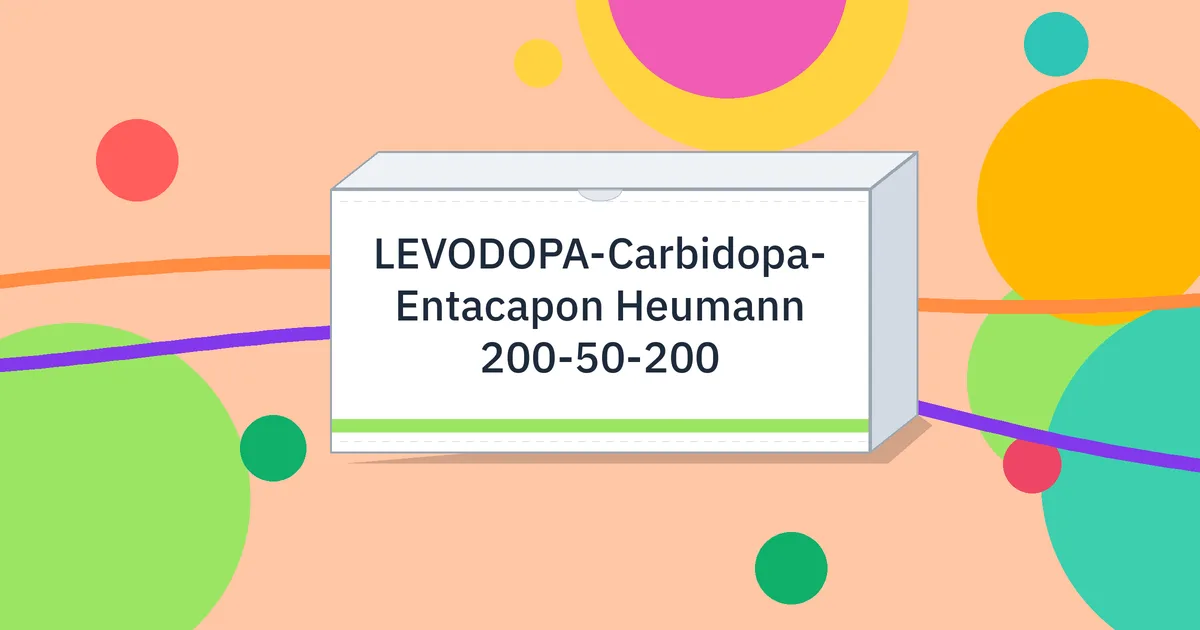 Symbolbild: Packung mit der Aufschrift LEVODOPA-Carbidopa-Entacapon Heumann 200-50-200 (PZN 17149019) – Verfügbarkeit und Bezug in Apotheken in Frankfurt am Main
