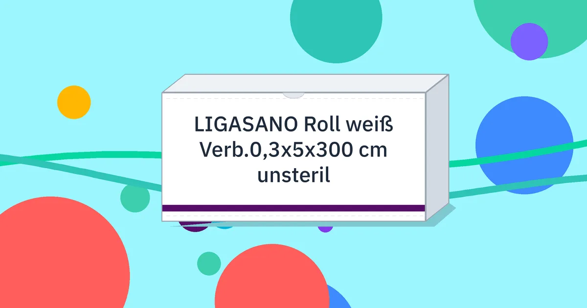 Symbolbild: Packung mit der Aufschrift LIGASANO Roll weiß Verb.0,3x5x300 cm unsteril (PZN 20171583) – Verfügbarkeit und Bezug in Apotheken in Frankfurt am Main