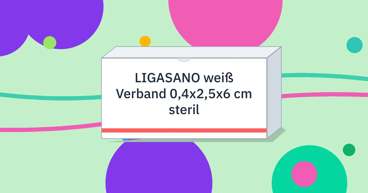 Symbolbild: Packung mit der Aufschrift LIGASANO weiß Verband 0,4x2,5x6 cm steril (PZN 20171726) – Verfügbarkeit und Bezug in Apotheken in Frankfurt am Main