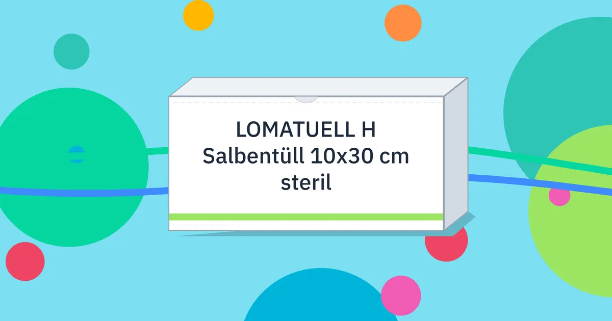 Symbolbild: Packung mit der Aufschrift LOMATUELL H Salbentüll 10x30 cm steril (PZN 20869349) – Verfügbarkeit und Bezug in Apotheken in Frankfurt am Main