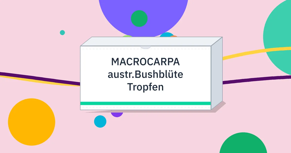 Symbolbild: Packung mit der Aufschrift MACROCARPA austr.Bushblüte Tropfen (PZN 06126647) – Verfügbarkeit und Bezug in Apotheken in Frankfurt am Main