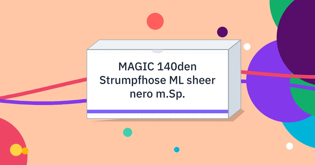 Symbolbild: Packung mit der Aufschrift MAGIC 140den Strumpfhose ML sheer nero m.Sp. (PZN 16182032) – Verfügbarkeit und Bezug in Apotheken in Frankfurt am Main