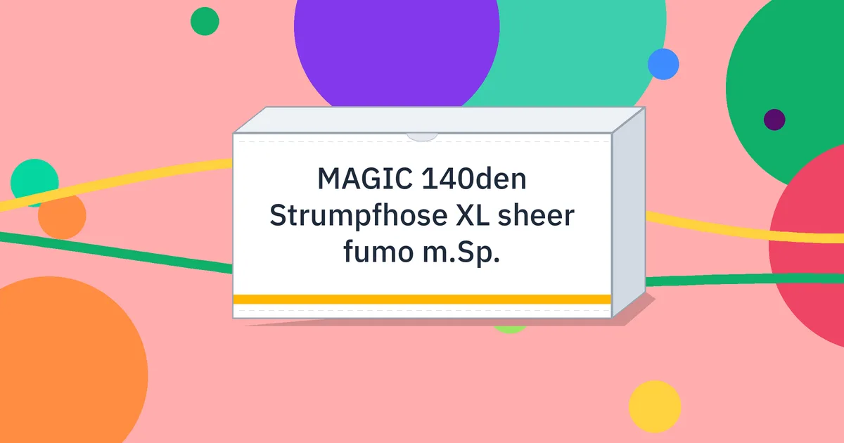 Symbolbild: Packung mit der Aufschrift MAGIC 140den Strumpfhose XL sheer fumo m.Sp. (PZN 16181860) – Verfügbarkeit und Bezug in Apotheken in Frankfurt am Main