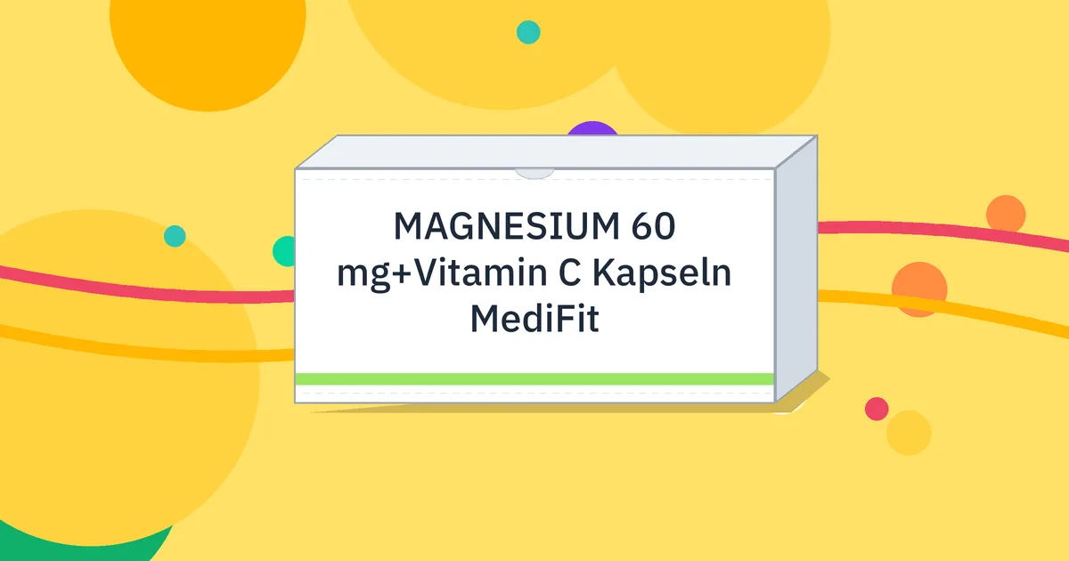 Symbolbild: Packung mit der Aufschrift MAGNESIUM 60 mg+Vitamin C Kapseln MediFit (PZN 11668474) – Verfügbarkeit und Bezug in Apotheken in Frankfurt am Main