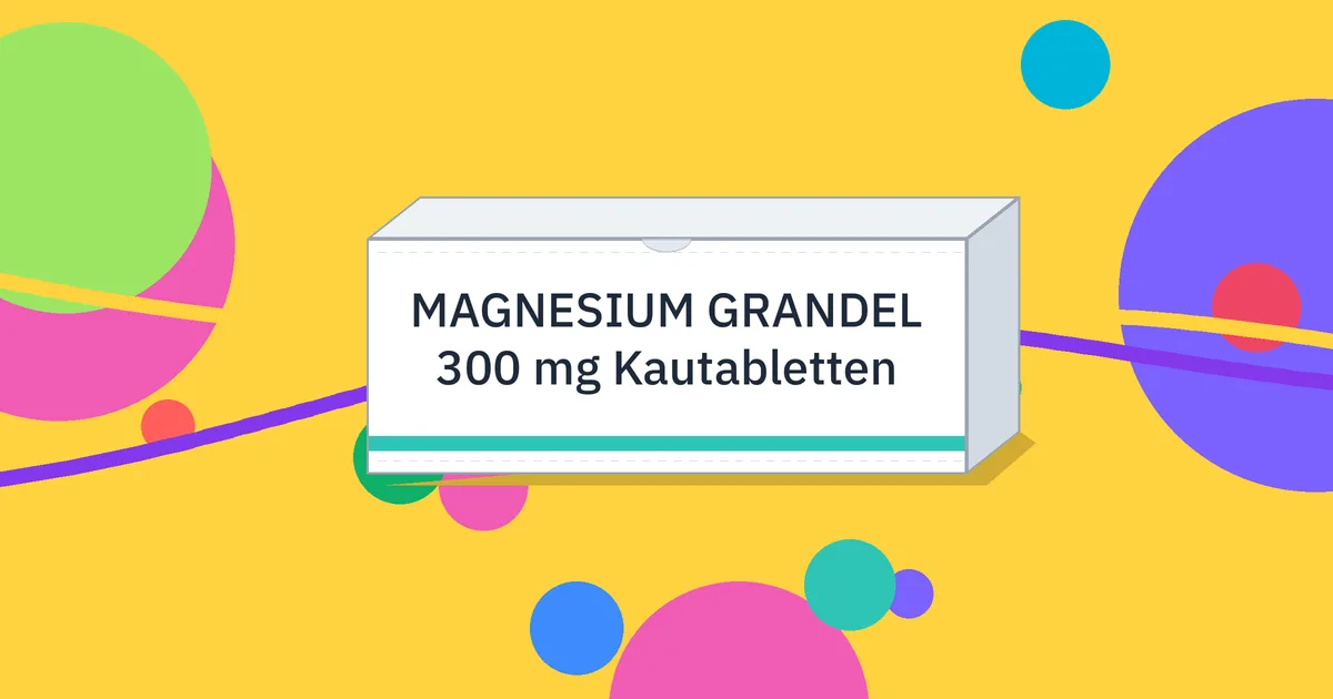Symbolbild: Packung mit der Aufschrift MAGNESIUM GRANDEL 300 mg Kautabletten (PZN 04834096) – Verfügbarkeit und Bezug in Apotheken in Frankfurt am Main
