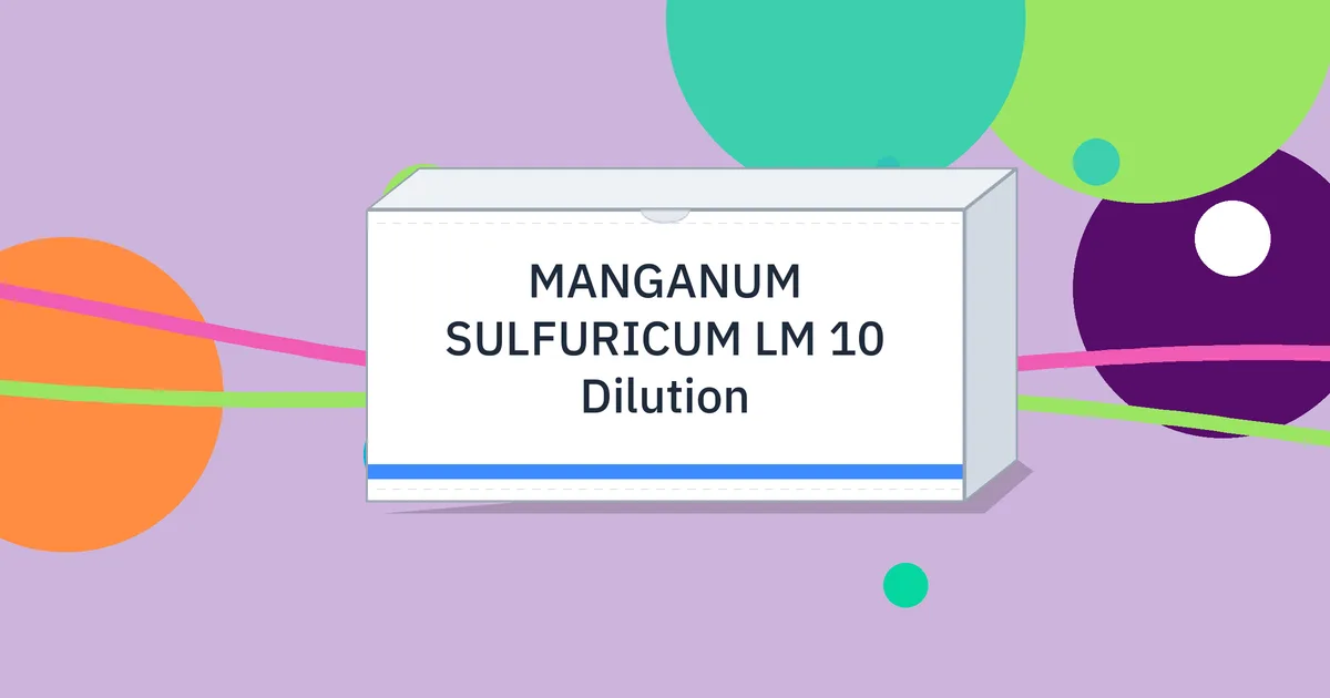 Symbolbild: Packung mit der Aufschrift MANGANUM SULFURICUM LM 10 Dilution (PZN 12945970) – Verfügbarkeit und Bezug in Apotheken in Frankfurt am Main