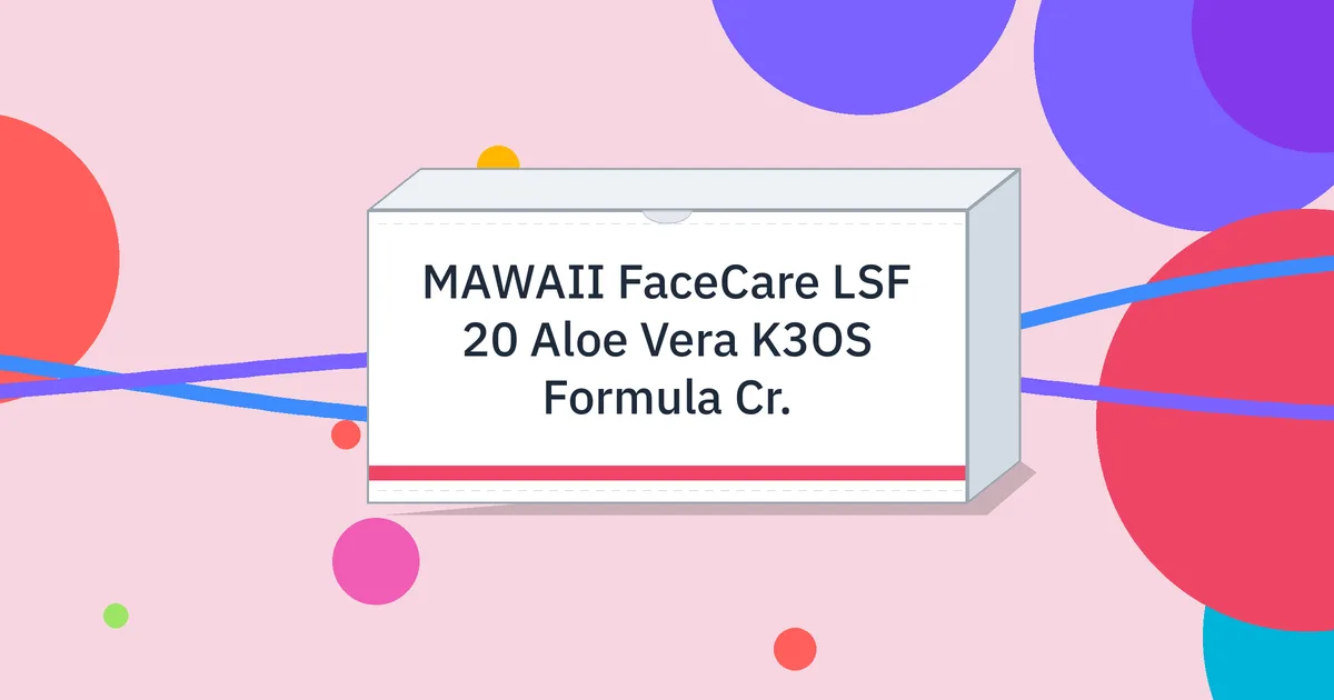 Symbolbild: Packung mit der Aufschrift MAWAII FaceCare LSF 20 Aloe Vera K3OS Formula Cr. (PZN 14317775) – Verfügbarkeit und Bezug in Apotheken in Frankfurt am Main