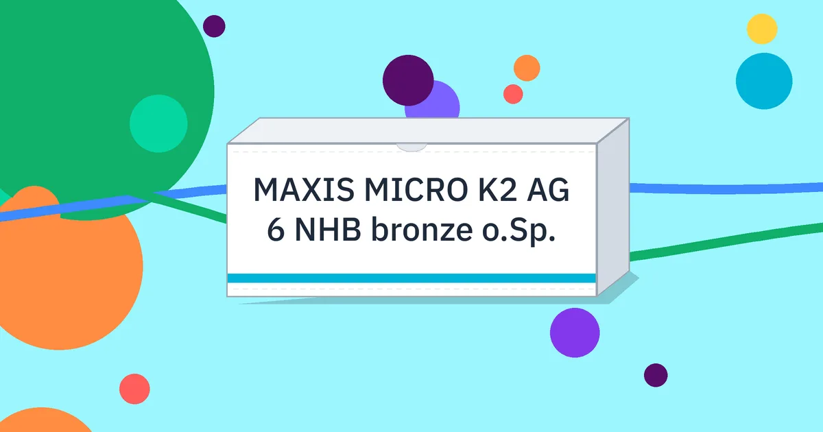 Symbolbild: Packung mit der Aufschrift MAXIS MICRO K2 AG 6 NHB bronze o.Sp. (PZN 17674197) – Verfügbarkeit und Bezug in Apotheken in Frankfurt am Main