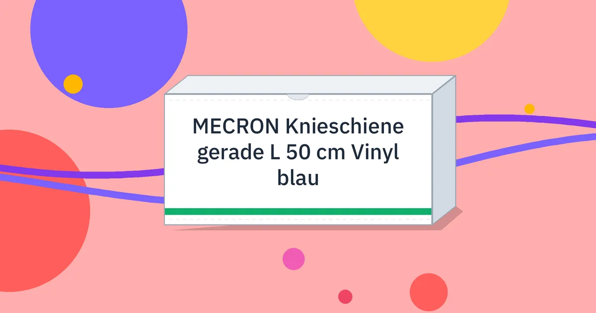 Symbolbild: Packung mit der Aufschrift MECRON Knieschiene gerade L 50 cm Vinyl blau (PZN 02905455) – Verfügbarkeit und Bezug in Apotheken in Frankfurt am Main