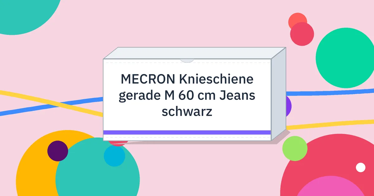 Symbolbild: Packung mit der Aufschrift MECRON Knieschiene gerade M 60 cm Jeans schwarz (PZN 02905981) – Verfügbarkeit und Bezug in Apotheken in Frankfurt am Main