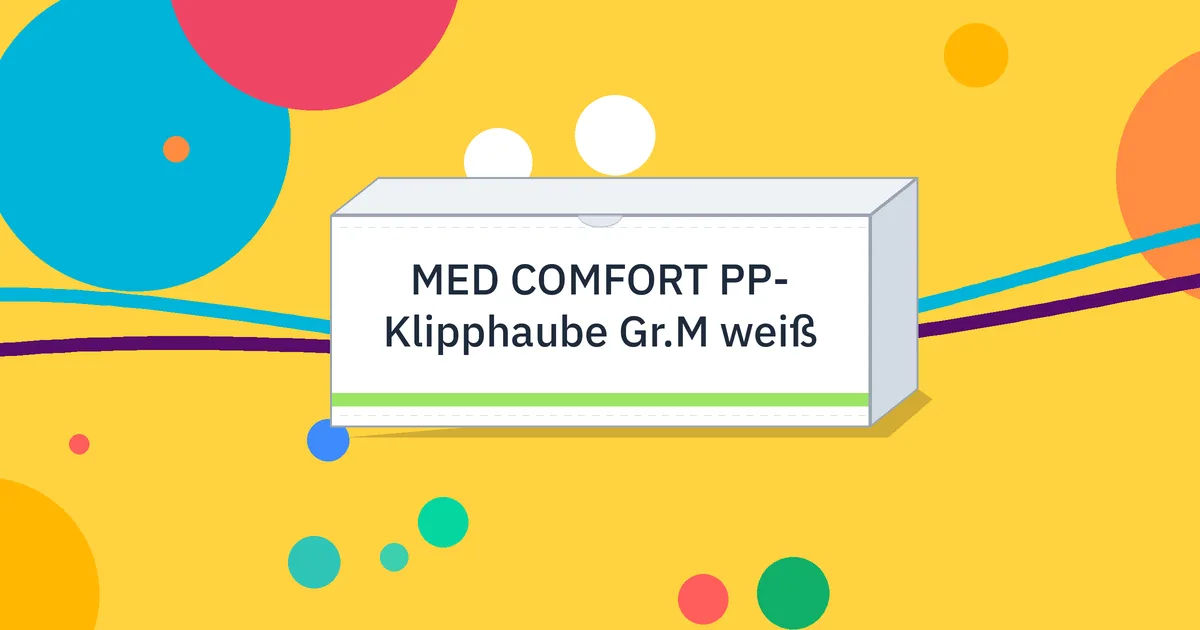 Symbolbild: Packung mit der Aufschrift MED COMFORT PP-Klipphaube Gr.M weiß (PZN 12435335) – Verfügbarkeit und Bezug in Apotheken in Frankfurt am Main