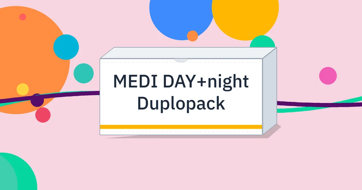 Symbolbild: Packung mit der Aufschrift MEDI DAY+night Duplopack (PZN 12355820) – Verfügbarkeit und Bezug in Apotheken in Frankfurt am Main