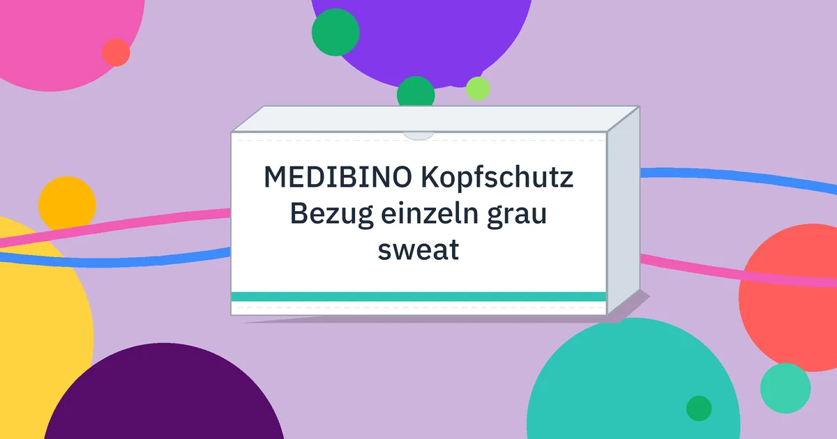 Symbolbild: Packung mit der Aufschrift MEDIBINO Kopfschutz Bezug einzeln grau sweat (PZN 16387538) – Verfügbarkeit und Bezug in Apotheken in Frankfurt am Main