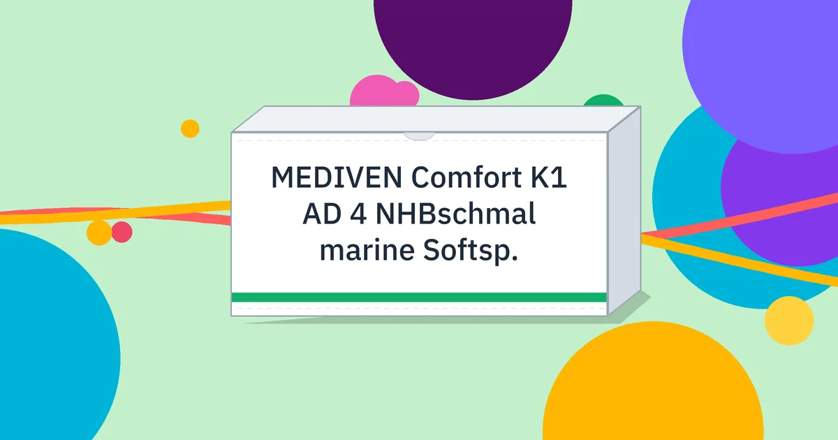 Symbolbild: Packung mit der Aufschrift MEDIVEN Comfort K1 AD 4 NHBschmal marine Softsp. (PZN 14562351) – Verfügbarkeit und Bezug in Apotheken in Frankfurt am Main