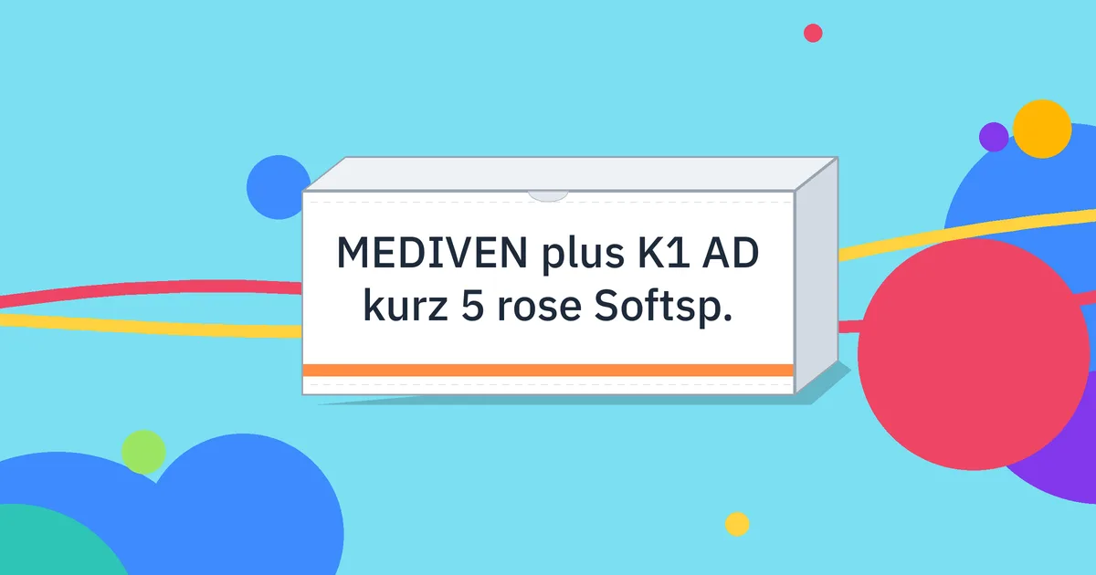 Symbolbild: Packung mit der Aufschrift MEDIVEN plus K1 AD kurz 5 rose Softsp. (PZN 15044291) – Verfügbarkeit und Bezug in Apotheken in Frankfurt am Main