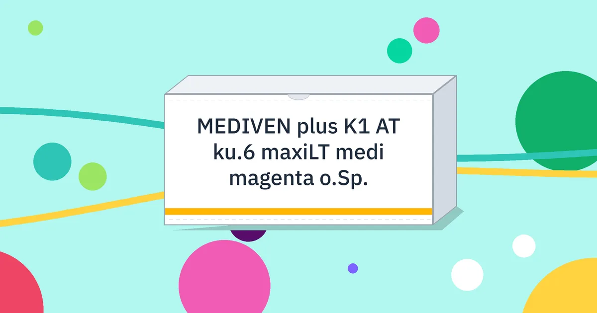 Symbolbild: Packung mit der Aufschrift MEDIVEN plus K1 AT ku.6 maxiLT medi magenta o.Sp. (PZN 15069500) – Verfügbarkeit und Bezug in Apotheken in Frankfurt am Main