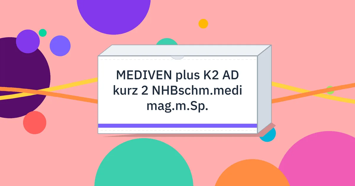 Symbolbild: Packung mit der Aufschrift MEDIVEN plus K2 AD kurz 2 NHBschm.medi mag.m.Sp. (PZN 15926714) – Verfügbarkeit und Bezug in Apotheken in Frankfurt am Main