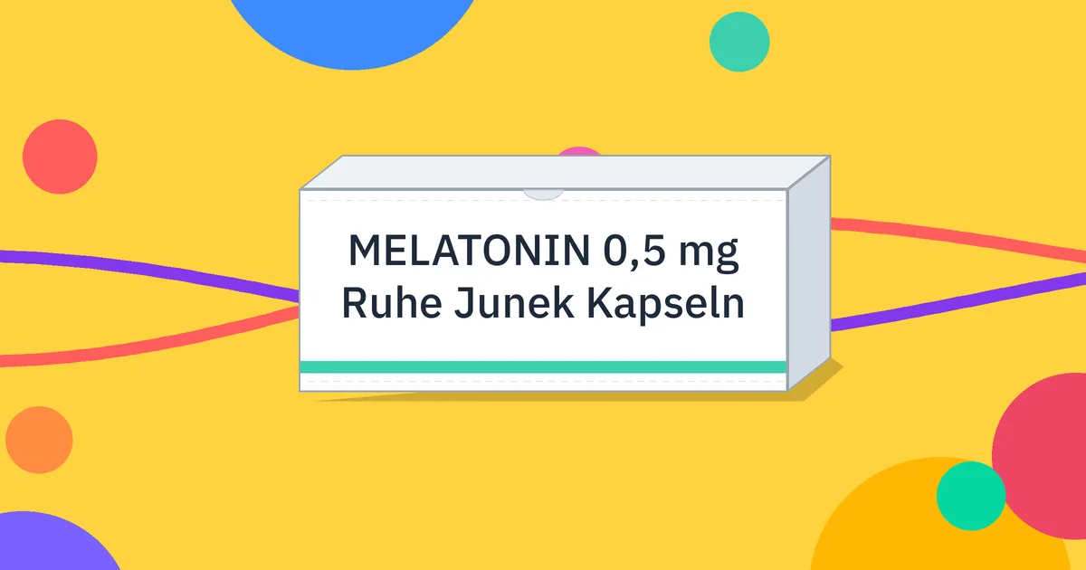 Symbolbild: Packung mit der Aufschrift MELATONIN 0,5 mg Ruhe Junek Kapseln (PZN 17899921) – Verfügbarkeit und Bezug in Apotheken in Frankfurt am Main