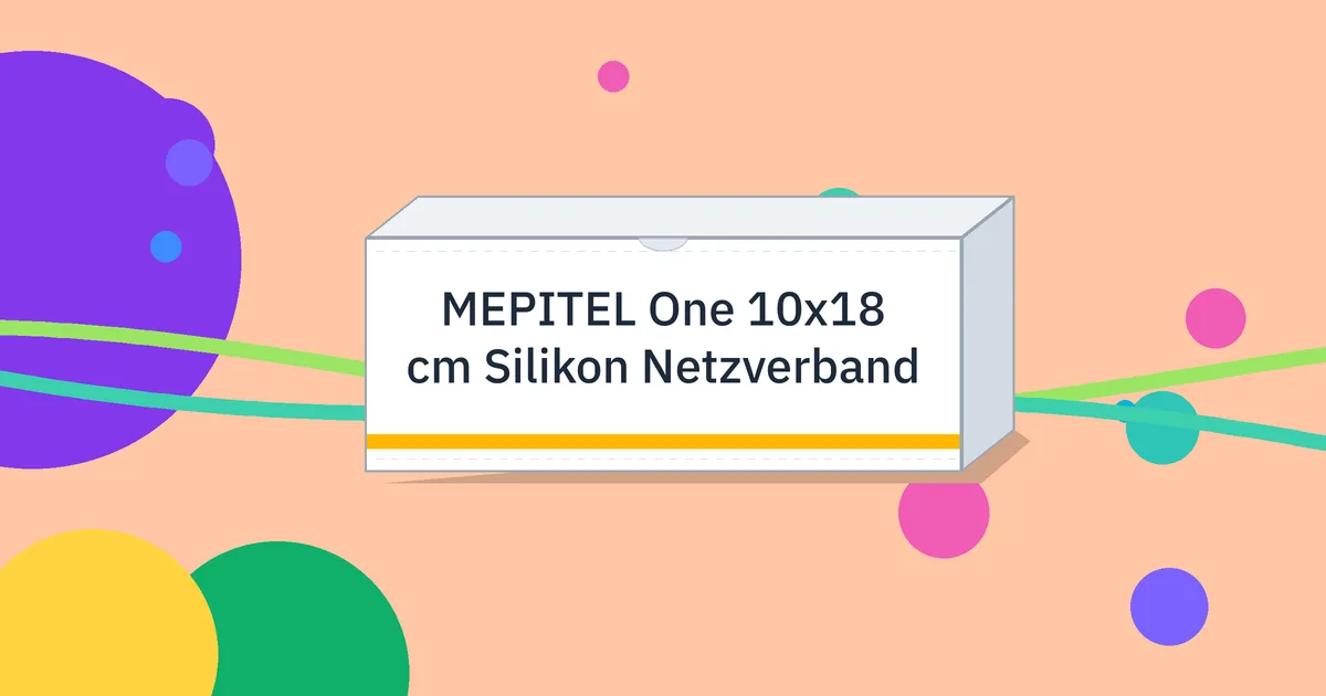 Symbolbild: Packung mit der Aufschrift MEPITEL One 10x18 cm Silikon Netzverband (PZN 20059389) – Verfügbarkeit und Bezug in Apotheken in Frankfurt am Main