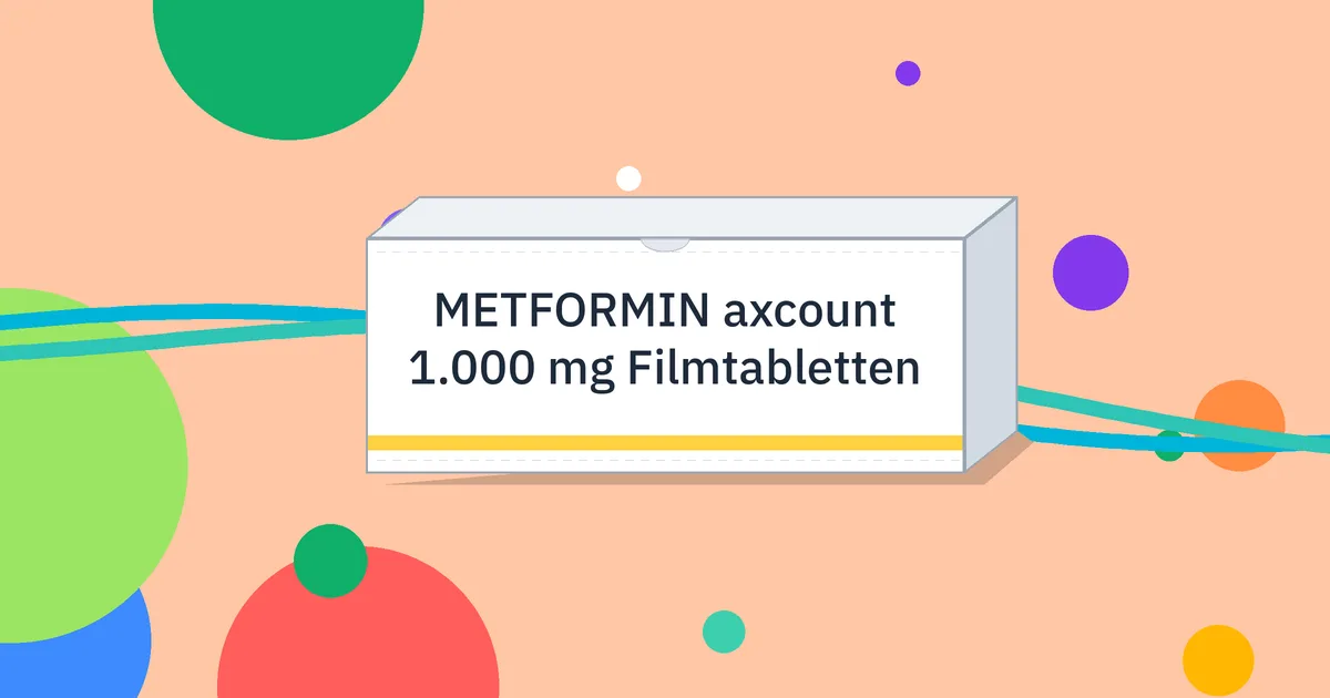 Symbolbild: Packung mit der Aufschrift METFORMIN axcount 1.000 mg Filmtabletten (PZN 01292654) – Verfügbarkeit und Bezug in Apotheken in Frankfurt am Main