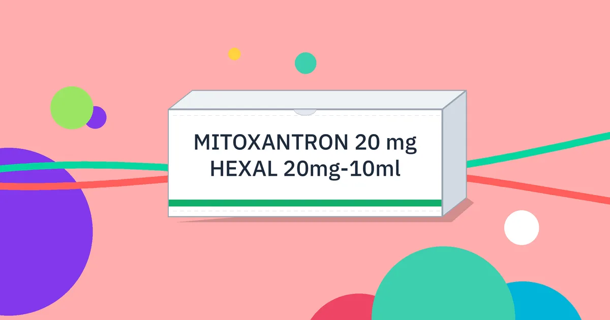 Symbolbild: Packung mit der Aufschrift MITOXANTRON 20 mg HEXAL 20mg-10ml (PZN 01529783) – Verfügbarkeit und Bezug in Apotheken in Frankfurt am Main