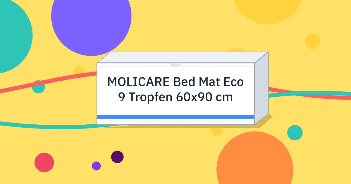 Symbolbild: Packung mit der Aufschrift MOLICARE Bed Mat Eco 9 Tropfen 60x90 cm (PZN 16349992) – Verfügbarkeit und Bezug in Apotheken in Frankfurt am Main