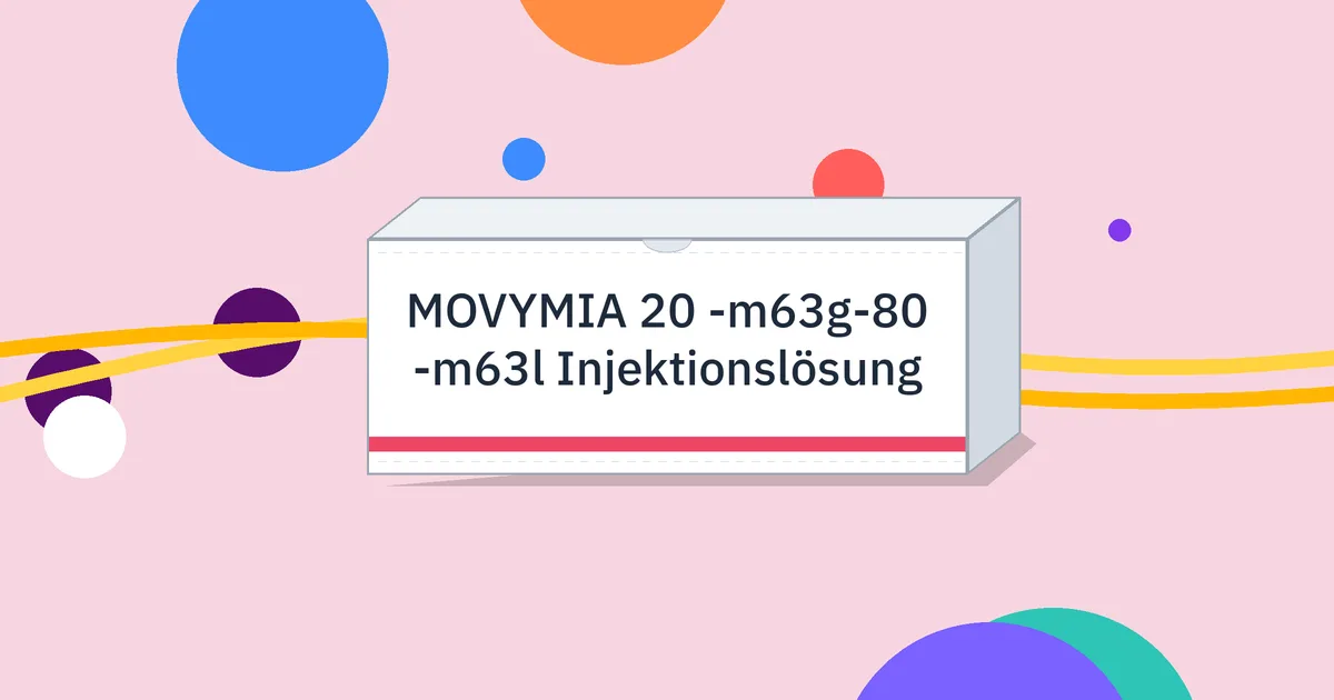 Symbolbild: Packung mit der Aufschrift MOVYMIA 20 -m63g-80 -m63l Injektionslösung (PZN 16654548) – Verfügbarkeit und Bezug in Apotheken in Frankfurt am Main