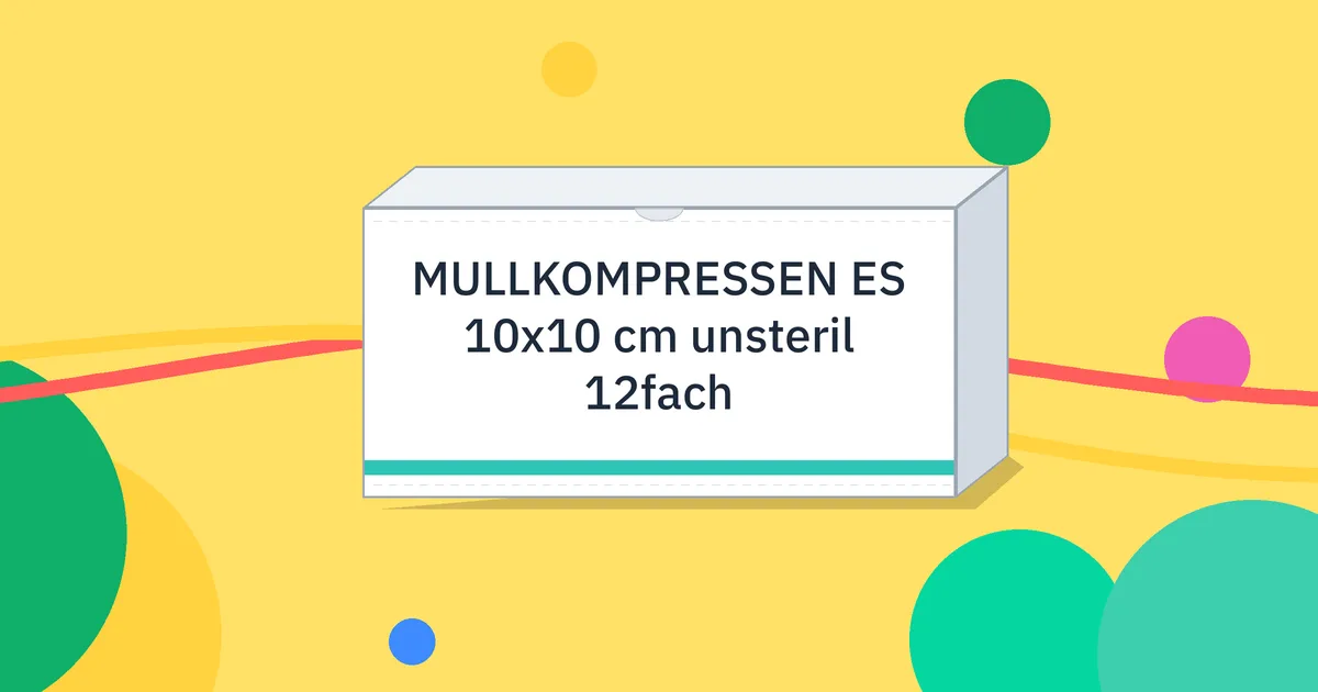 Symbolbild: Packung mit der Aufschrift MULLKOMPRESSEN ES 10x10 cm unsteril 12fach (PZN 07329074) – Verfügbarkeit und Bezug in Apotheken in Frankfurt am Main