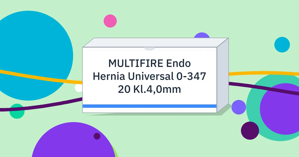Symbolbild: Packung mit der Aufschrift MULTIFIRE Endo Hernia Universal 0-347 20 Kl.4,0mm (PZN 18258064) – Verfügbarkeit und Bezug in Apotheken in Frankfurt am Main