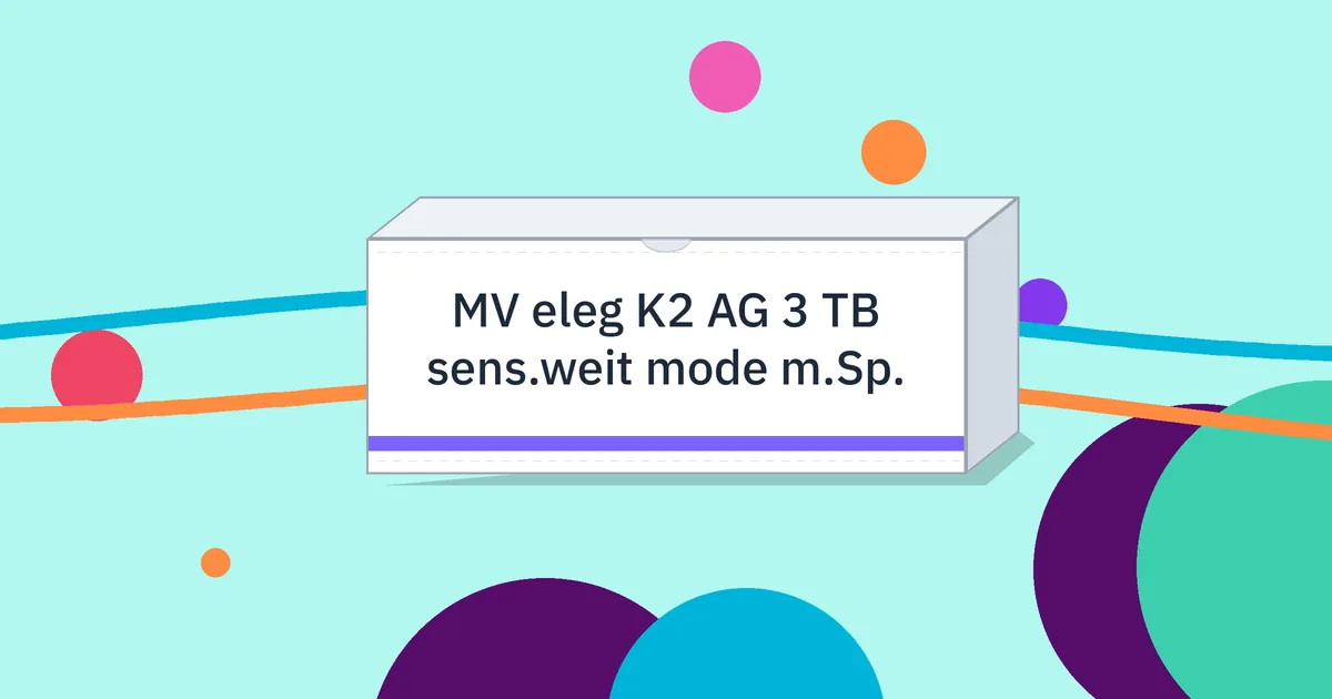 Symbolbild: Packung mit der Aufschrift MV eleg K2 AG 3 TB sens.weit mode m.Sp. (PZN 09867746) – Verfügbarkeit und Bezug in Apotheken in Frankfurt am Main