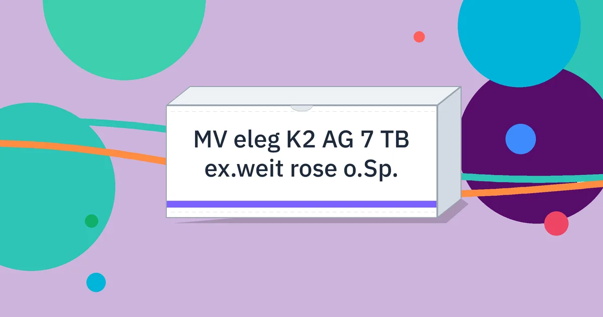 Symbolbild: Packung mit der Aufschrift MV eleg K2 AG 7 TB ex.weit rose o.Sp. (PZN 14699966) – Verfügbarkeit und Bezug in Apotheken in Frankfurt am Main