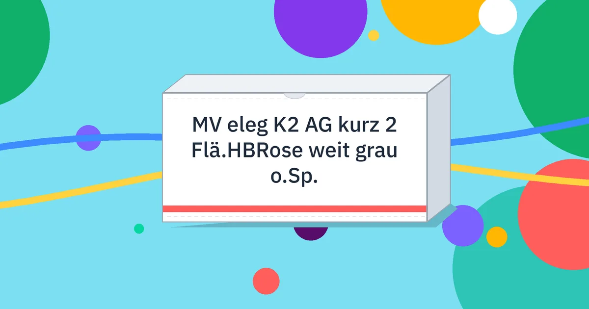 Symbolbild: Packung mit der Aufschrift MV eleg K2 AG kurz 2 Flä.HBRose weit grau o.Sp. (PZN 18926011) – Verfügbarkeit und Bezug in Apotheken in Frankfurt am Main