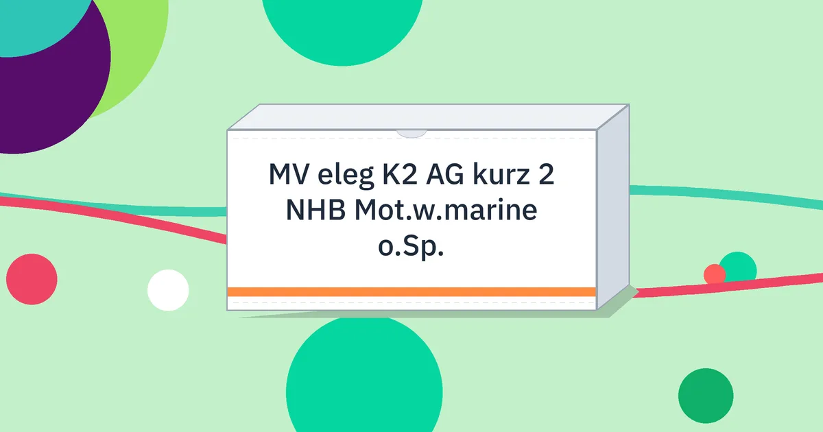 Symbolbild: Packung mit der Aufschrift MV eleg K2 AG kurz 2 NHB Mot.w.marine o.Sp. (PZN 15713390) – Verfügbarkeit und Bezug in Apotheken in Frankfurt am Main