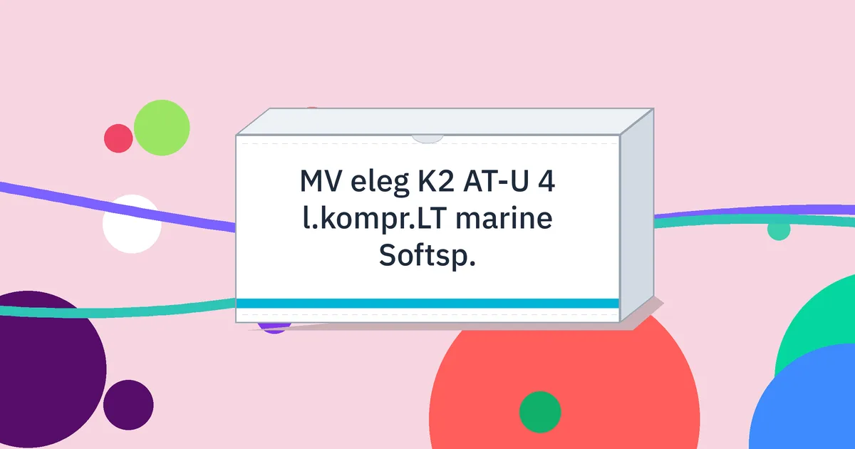 Symbolbild: Packung mit der Aufschrift MV eleg K2 AT-U 4 l.kompr.LT marine Softsp. (PZN 15290127) – Verfügbarkeit und Bezug in Apotheken in Frankfurt am Main