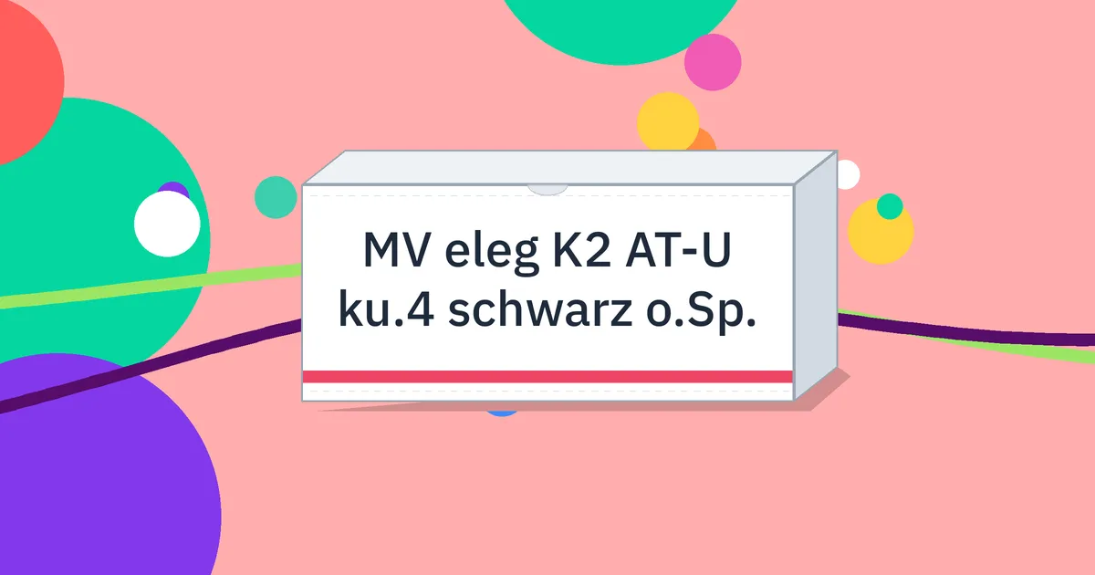 Symbolbild: Packung mit der Aufschrift MV eleg K2 AT-U ku.4 schwarz o.Sp. (PZN 00315689) – Verfügbarkeit und Bezug in Apotheken in Frankfurt am Main
