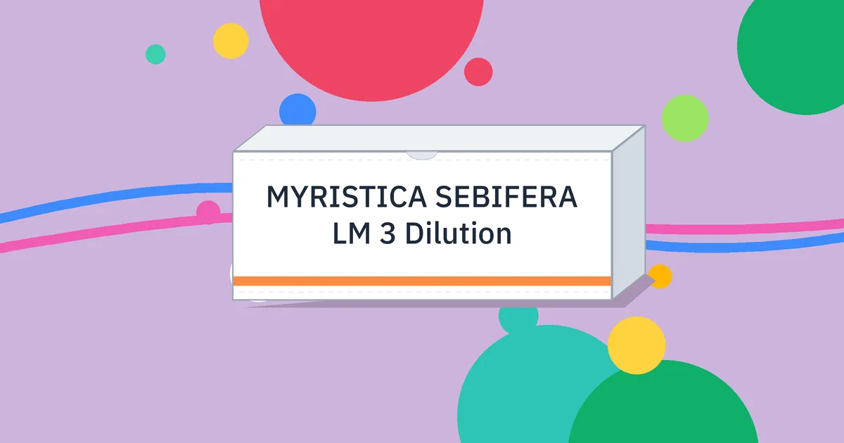 Symbolbild: Packung mit der Aufschrift MYRISTICA SEBIFERA LM 3 Dilution (PZN 13612472) – Verfügbarkeit und Bezug in Apotheken in Frankfurt am Main