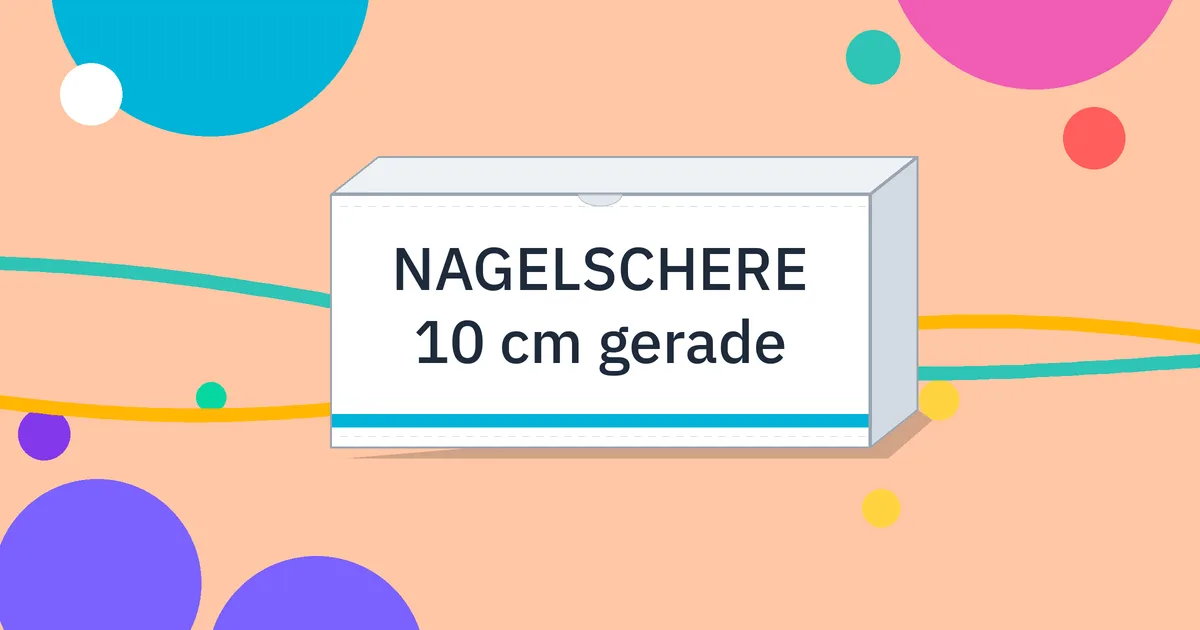 Symbolbild: Packung mit der Aufschrift NAGELSCHERE 10 cm gerade (PZN 10831133) – Verfügbarkeit und Bezug in Apotheken in Frankfurt am Main