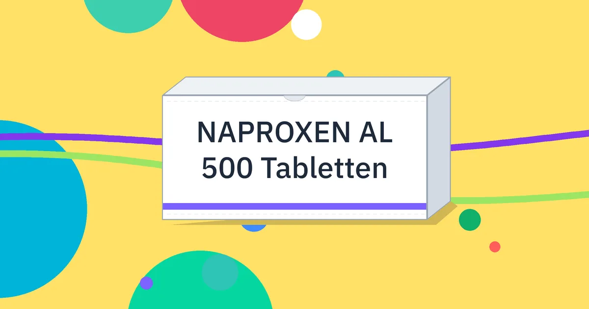Symbolbild: Packung mit der Aufschrift NAPROXEN AL 500 Tabletten (PZN 04900350) – Verfügbarkeit und Bezug in Apotheken in Frankfurt am Main