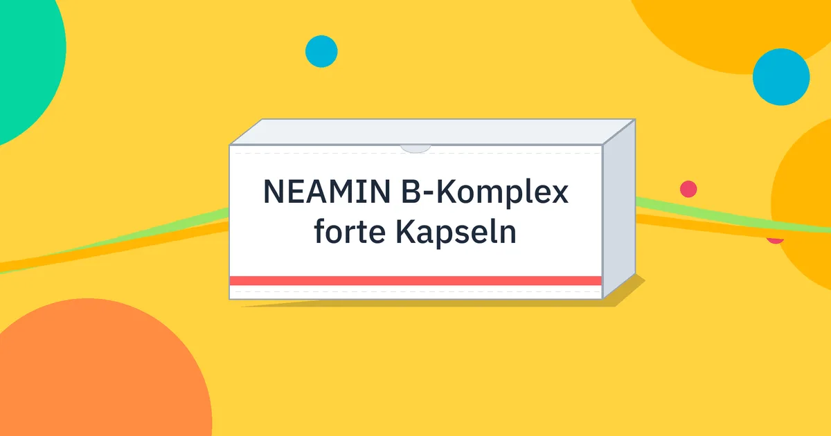 Symbolbild: Packung mit der Aufschrift NEAMIN B-Komplex forte Kapseln (PZN 13981985) – Verfügbarkeit und Bezug in Apotheken in Frankfurt am Main