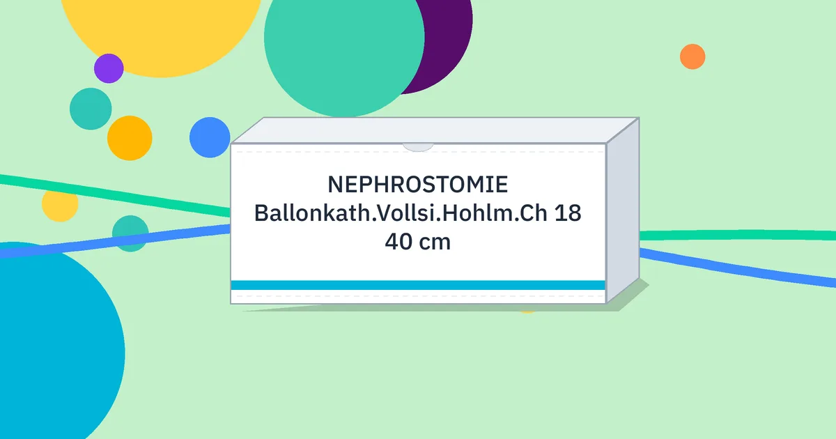 Symbolbild: Packung mit der Aufschrift NEPHROSTOMIE Ballonkath.Vollsi.Hohlm.Ch 18 40 cm (PZN 00443370) – Verfügbarkeit und Bezug in Apotheken in Frankfurt am Main