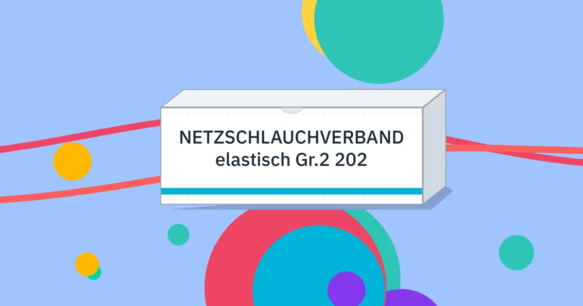 Symbolbild: Packung mit der Aufschrift NETZSCHLAUCHVERBAND elastisch Gr.2 202 (PZN 02092064) – Verfügbarkeit und Bezug in Apotheken in Frankfurt am Main