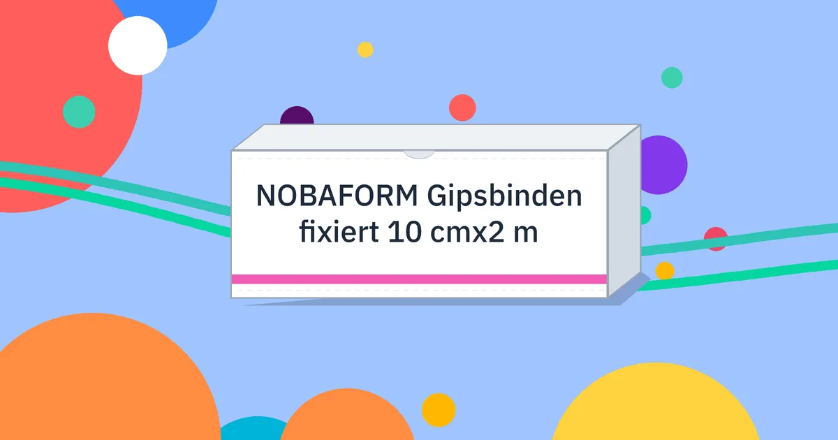 Symbolbild: Packung mit der Aufschrift NOBAFORM Gipsbinden fixiert 10 cmx2 m (PZN 07097422) – Verfügbarkeit und Bezug in Apotheken in Frankfurt am Main
