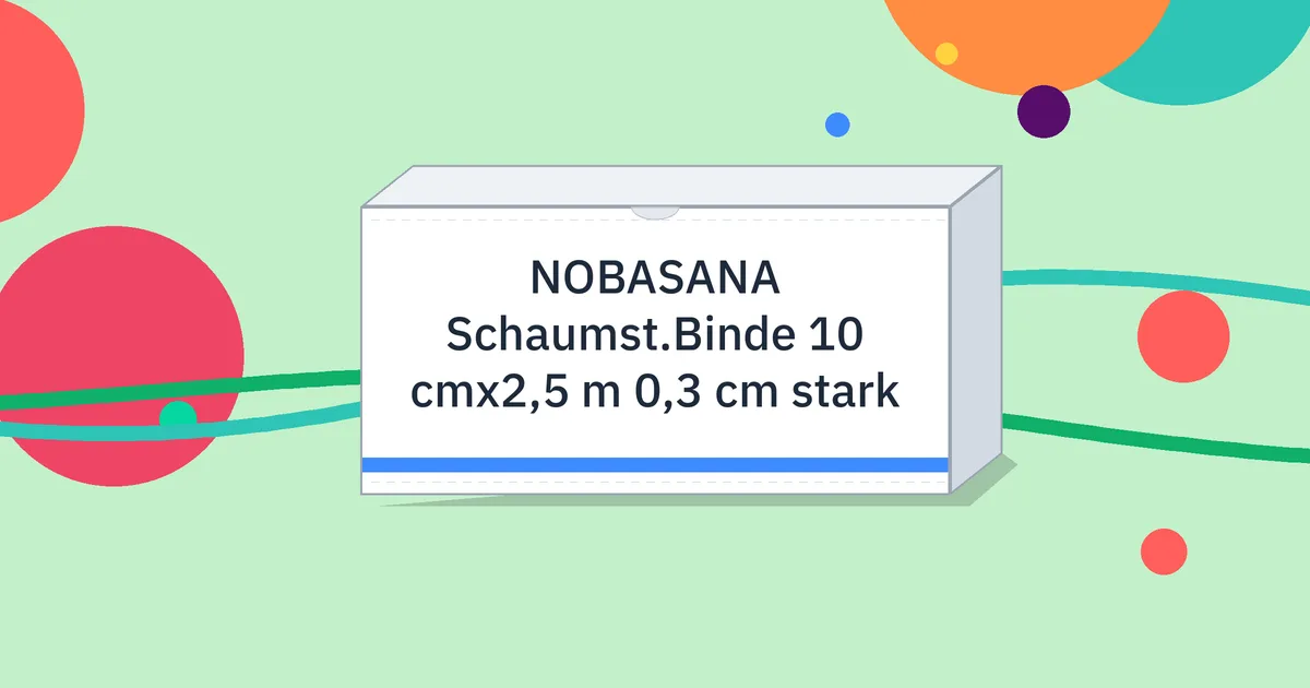Symbolbild: Packung mit der Aufschrift NOBASANA Schaumst.Binde 10 cmx2,5 m 0,3 cm stark (PZN 07385196) – Verfügbarkeit und Bezug in Apotheken in Frankfurt am Main