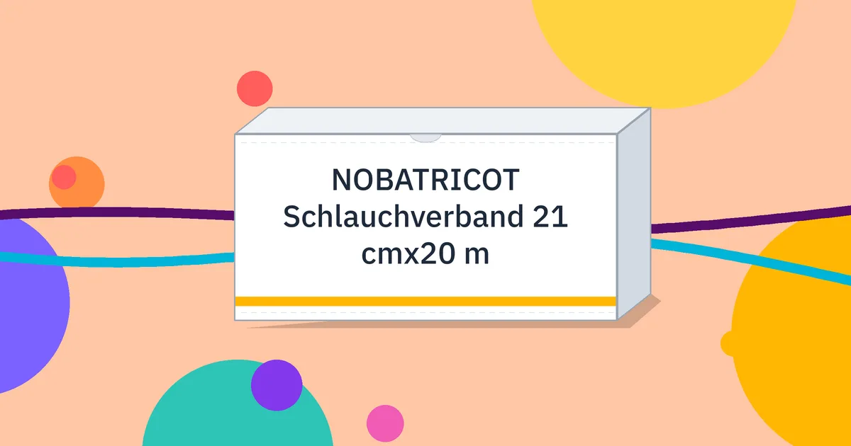 Symbolbild: Packung mit der Aufschrift NOBATRICOT Schlauchverband 21 cmx20 m (PZN 07093967) – Verfügbarkeit und Bezug in Apotheken in Frankfurt am Main
