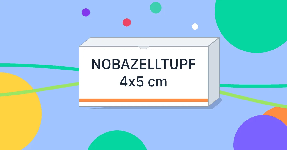 Symbolbild: Packung mit der Aufschrift NOBAZELLTUPF 4x5 cm (PZN 07093387) – Verfügbarkeit und Bezug in Apotheken in Frankfurt am Main