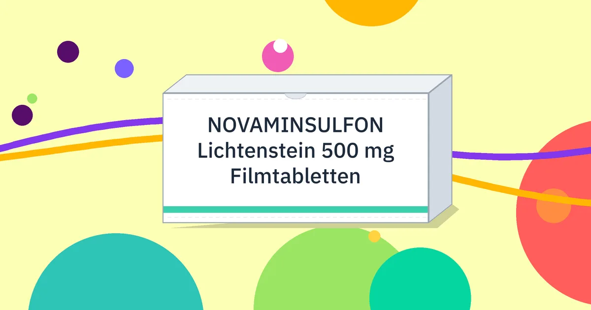 Symbolbild: Packung mit der Aufschrift NOVAMINSULFON Lichtenstein 500 mg Filmtabletten (PZN 01798000) – Verfügbarkeit und Bezug in Apotheken in Frankfurt am Main