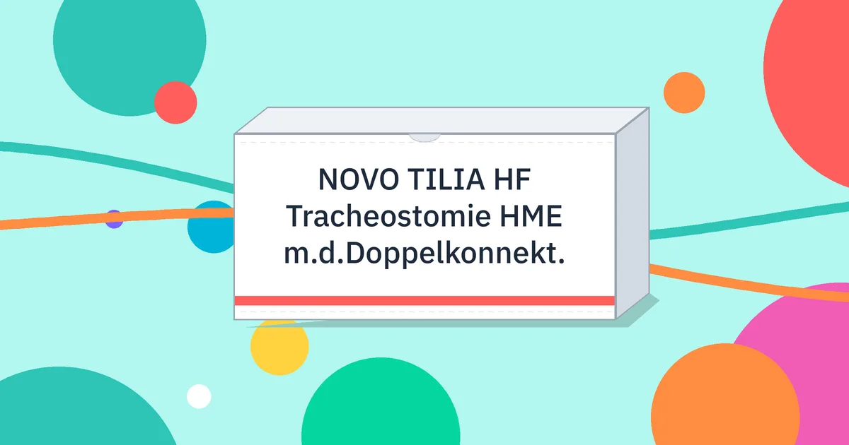 Symbolbild: Packung mit der Aufschrift NOVO TILIA HF Tracheostomie HME m.d.Doppelkonnekt. (PZN 20896659) – Verfügbarkeit und Bezug in Apotheken in Frankfurt am Main